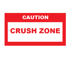 CAUTION CRUSH ZONE DECAL